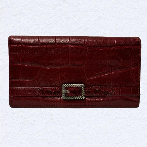 Brighton | Bags | Brighton Cherry Red Croc Style Leather Bifold Wallet ...
